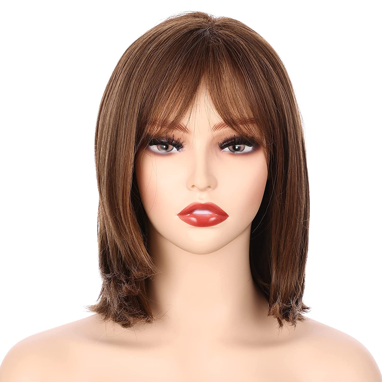 OneDor Women's 14 Inch Straight Short Bob Wig Synthetic Full Hair Wigs ...