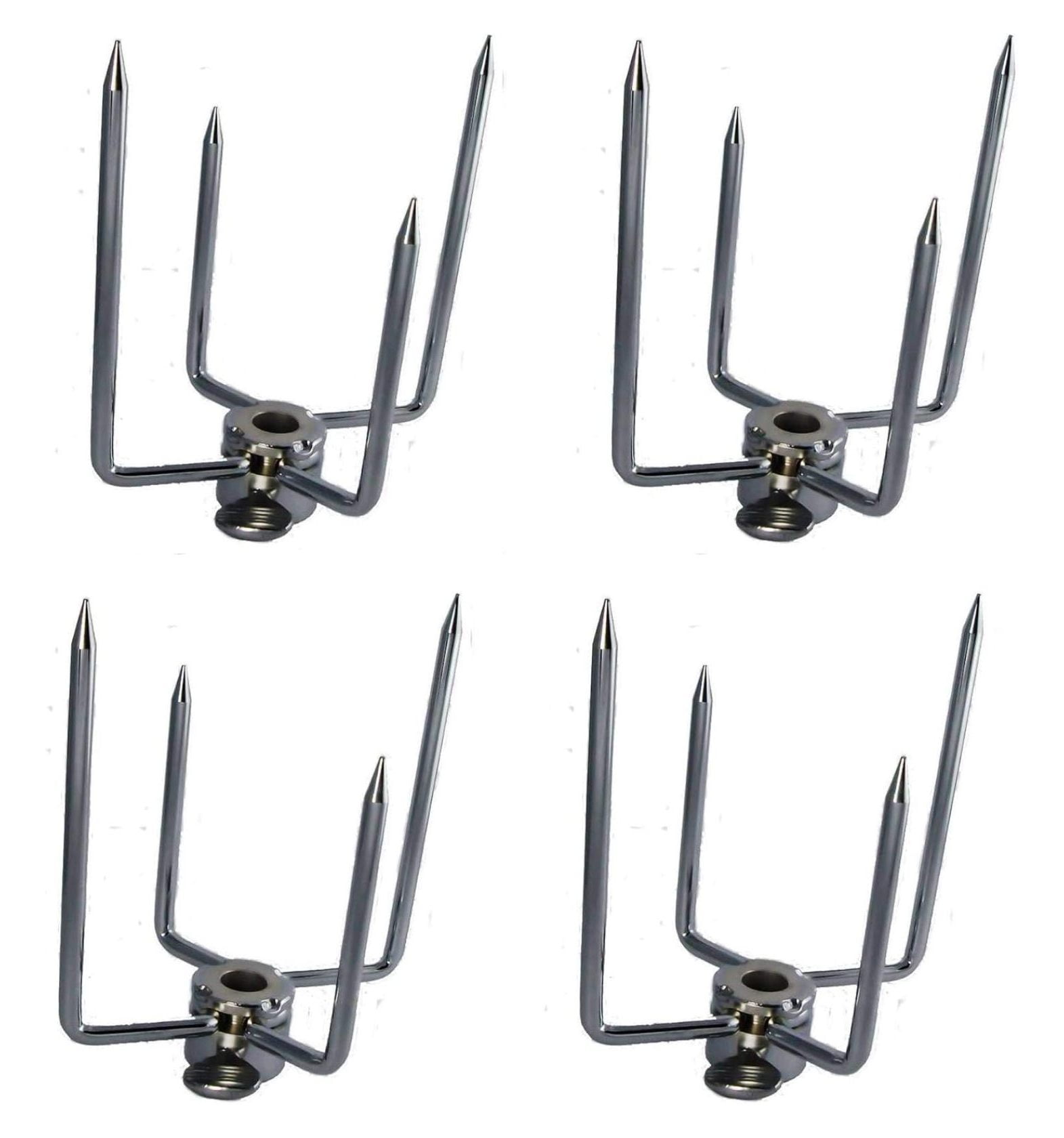 OneGrill Chrome Steel Grill Rotisserie Spit Rod Forks (Fits: 1/2 Inch ...
