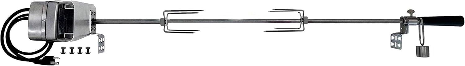 OneGrill Heavy Duty Chrome Steel Universal Grill Rotisserie Kit with 13 Watt 50 lb. Stainless ...