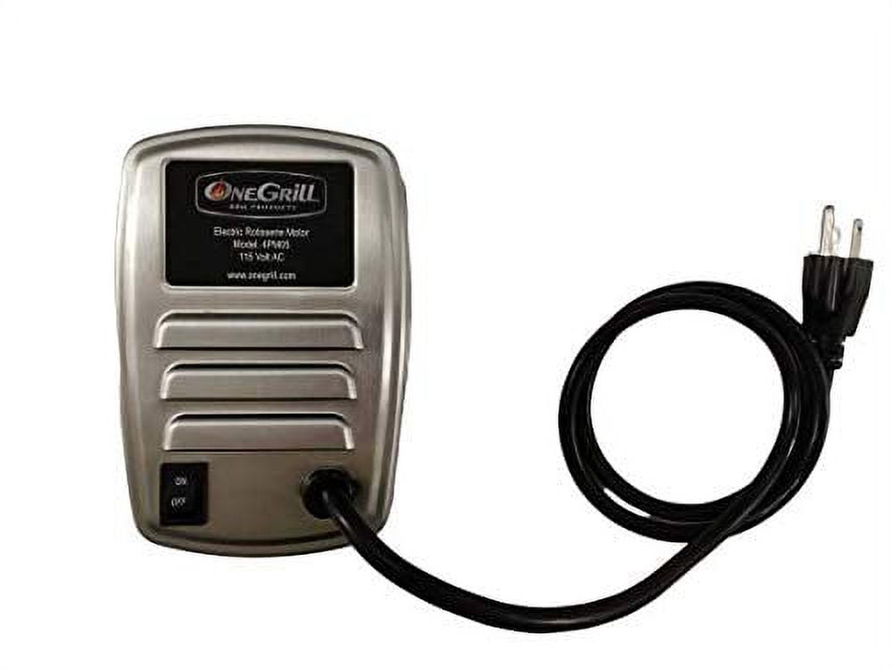 OneGrill Heavy Duty Chrome Steel Universal Grill Rotisserie Kit with 13 Watt 50 lb. Stainless ...
