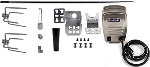 OneGrill Heavy Duty Chrome Universal Grill Rotisserie Kit with 13 Watt ...