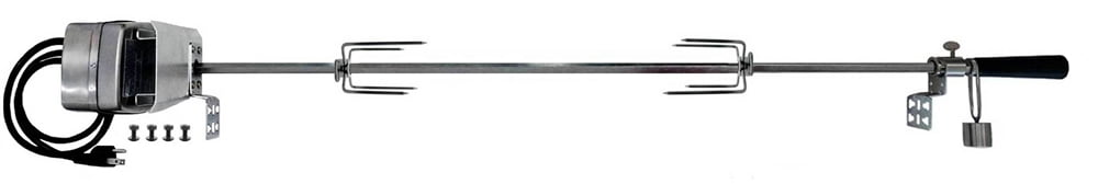 OneGrill Heavy Duty Stainless Steel Universal Grill Rotisserie Kit with 13 Watt 50 lb. Stainless ...