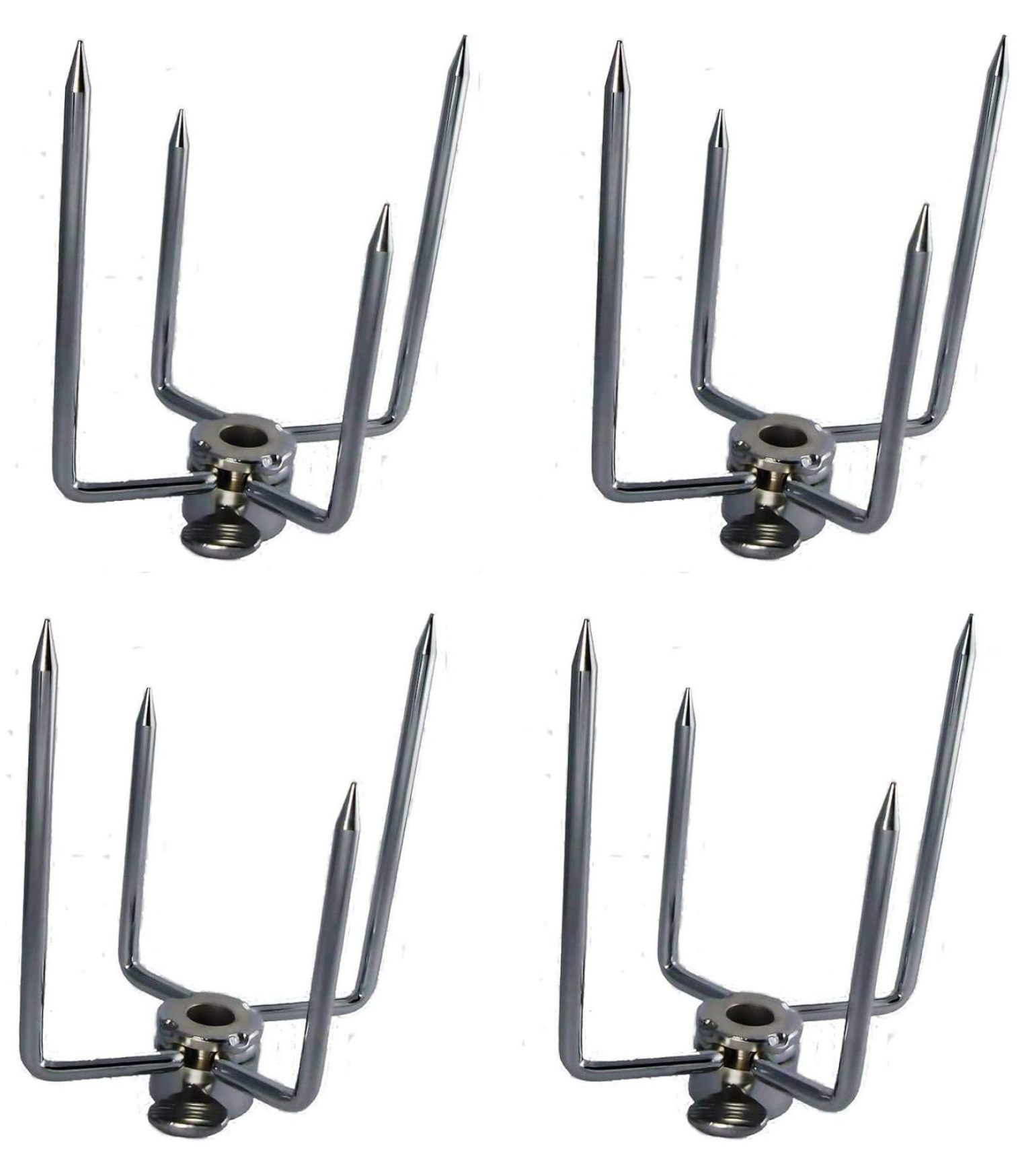 OneGrill Steel Grill Rotisserie Spit Rod Forks (Fits: 1/2 Inch Hexagon ...