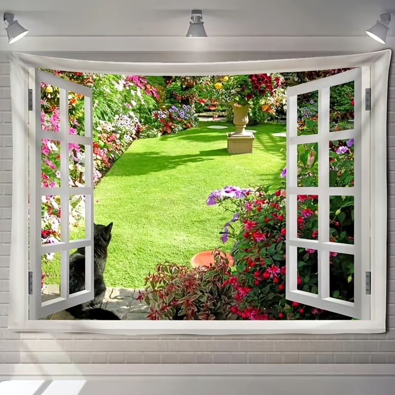 OneHouse Imitation Window Forest Landscape Painting Tapestry Wall ...