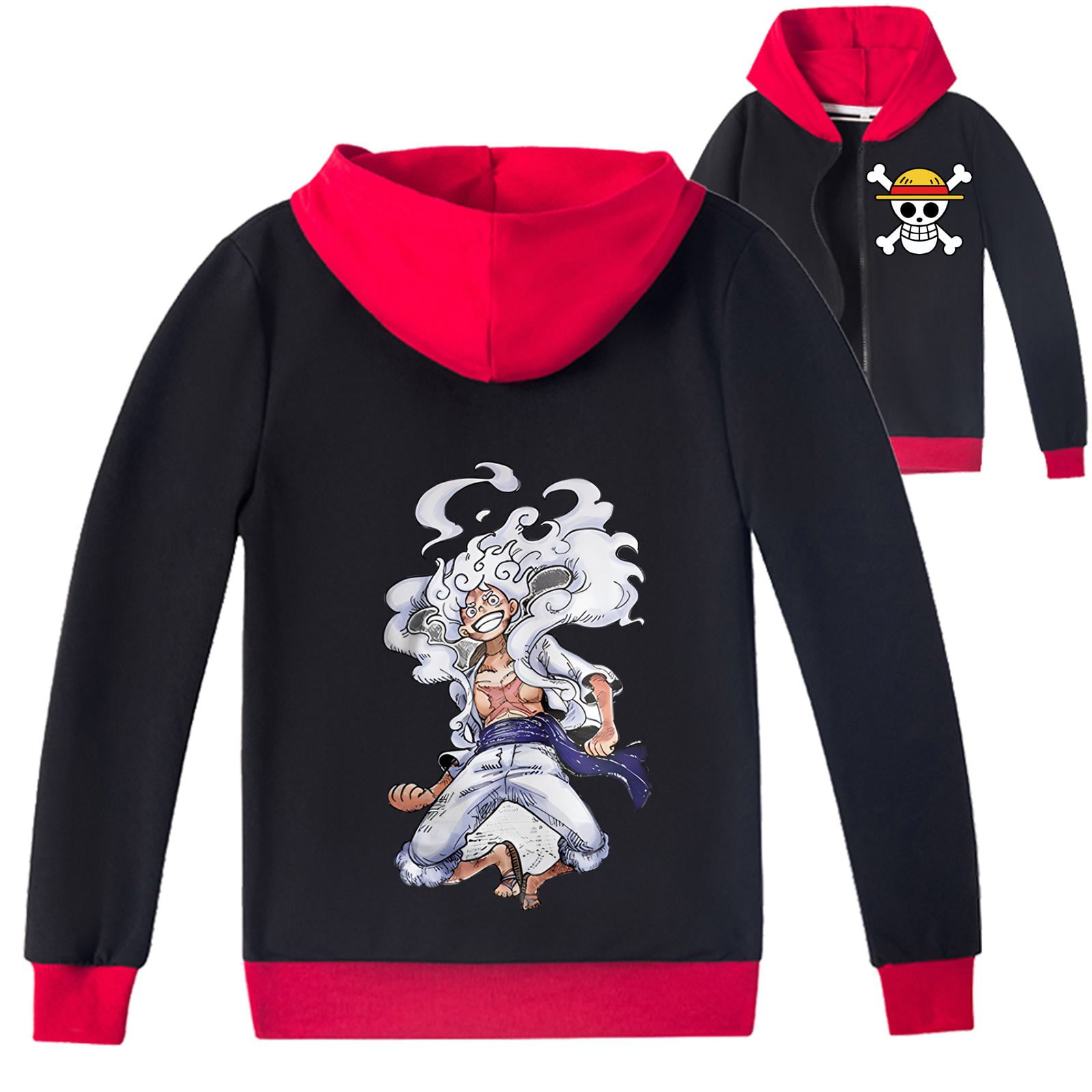 OnePiece Cartoon One Piece Adventure Zip-Up Hoodie for Boys and Girls - Unisex Pirate Style ...