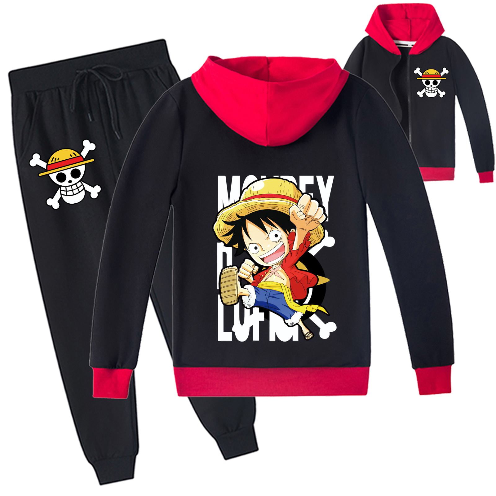 OnePiece Cartoon One Piece Adventure Zip-Up Set for Boys & Girls – Fun ...