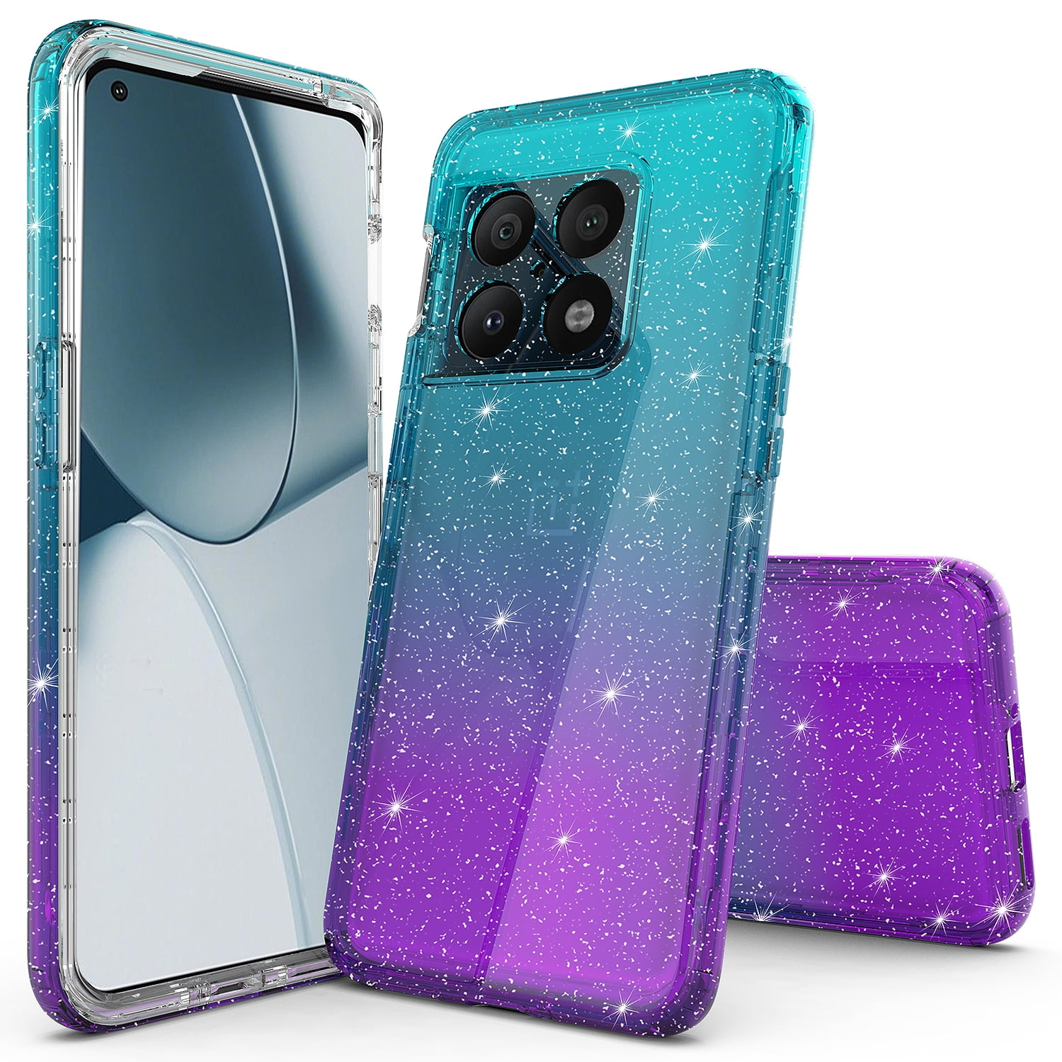 OnePlus 10T Case, Rosebono Hybrid Glitter Sparkle Transparent Colorful ...