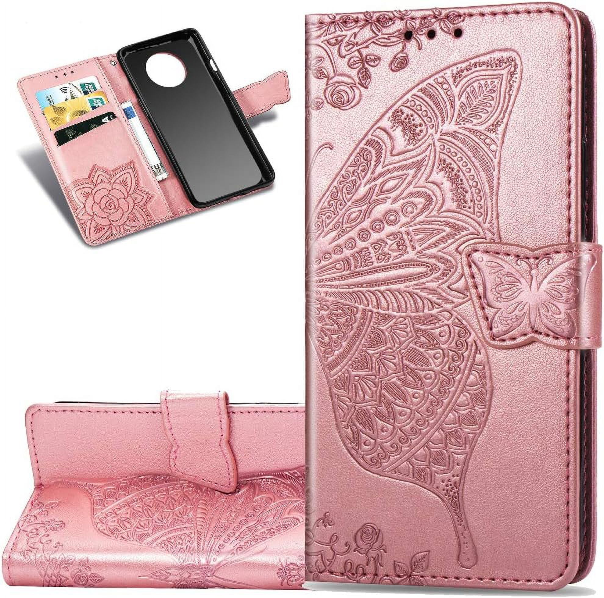 OnePlus 7T Case Premium PU Leather Flip Wallet Case Butterfly Embossed ...