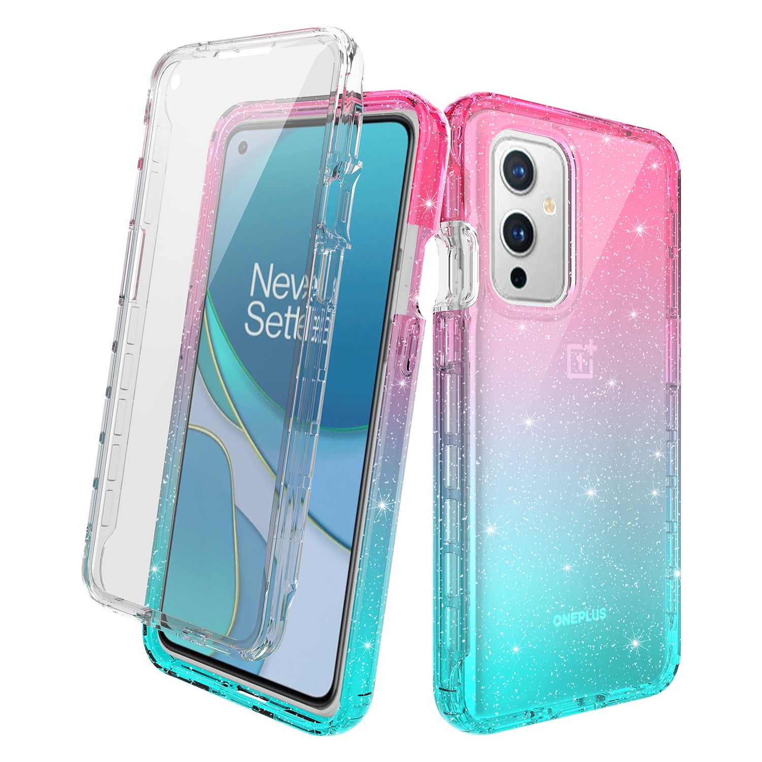 OnePlus 9 Case With Built-in Screen Protector, Rosebono Hybrid Glitter ...