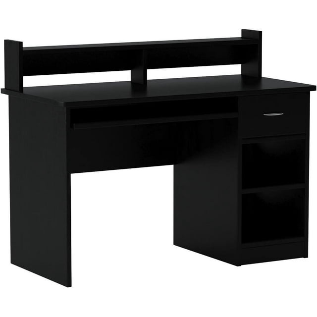 OneSpace Essential Computer Desk, Hutch with Pull-Out Keyboard, Black ...