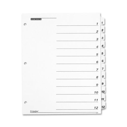 Cardinal Onestep Printable Table Of Contents Dividers - 12 X Divider ...