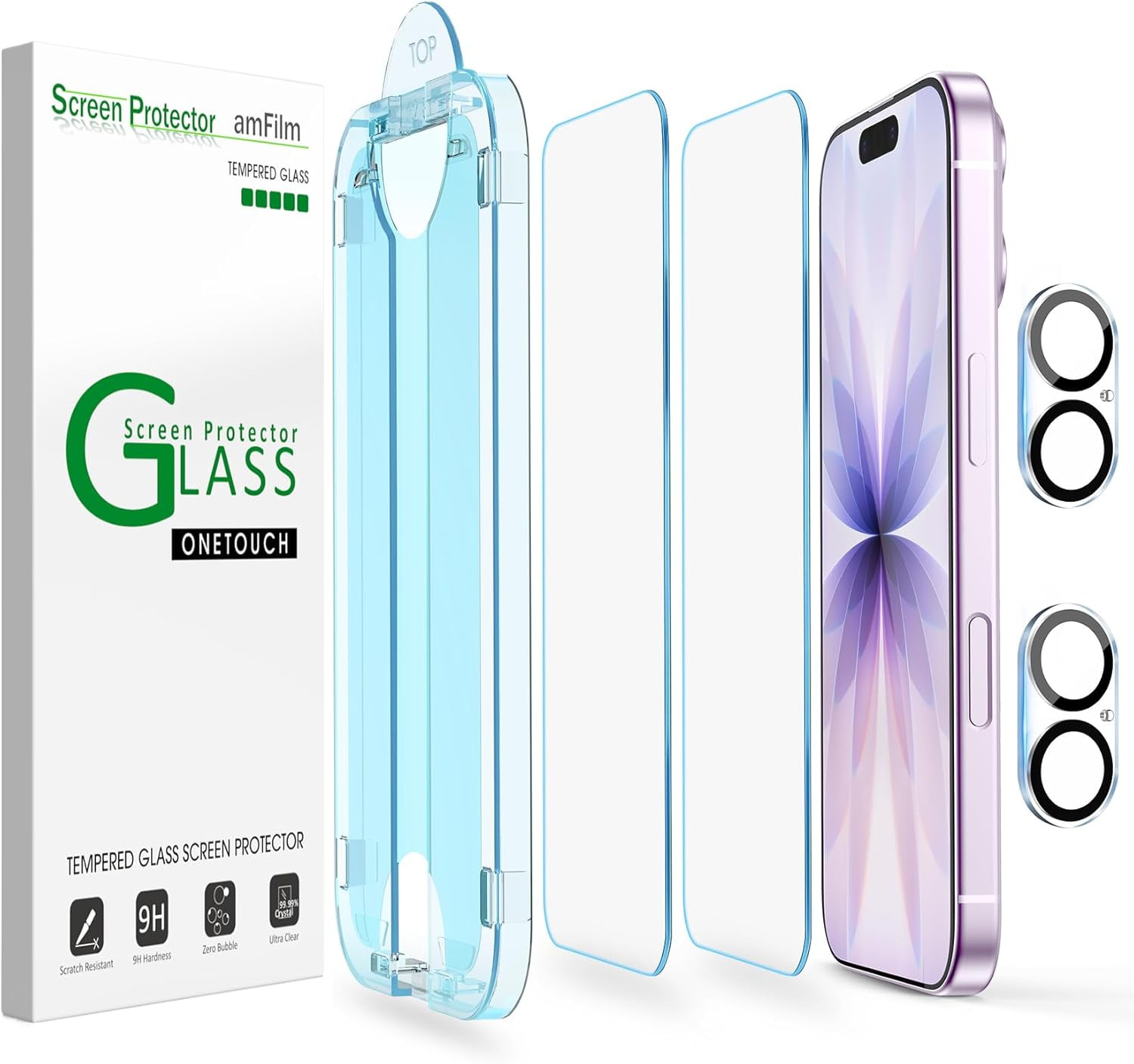 OneTouch Screen Protector for iPhone 17 6.3'' 2025 + Camera Lens | Auto ...