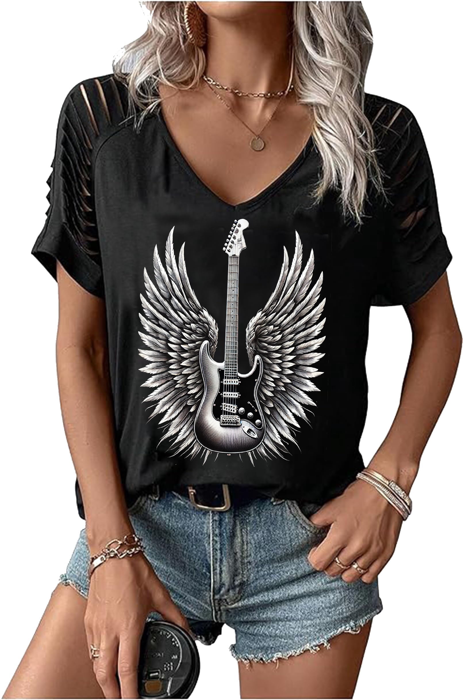 OneWhoYoung Country Music Women T-Shirt Vintage Graphic Tshirt Guitar ...