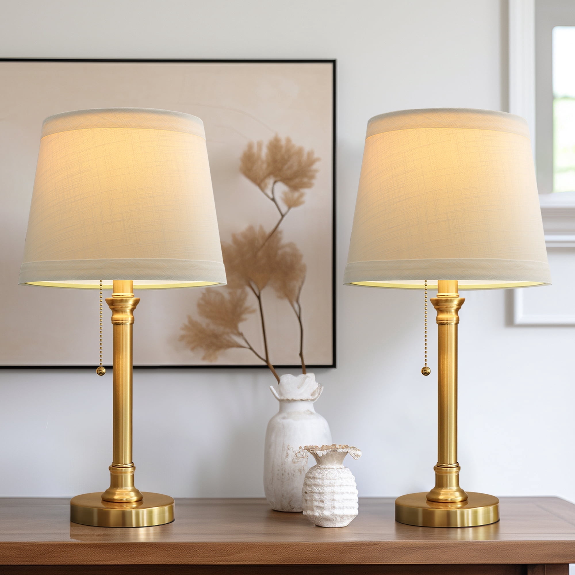 Oneach 19.75" Gold Modern Table Lamp Set of 2 for Living Room Bedroom ...