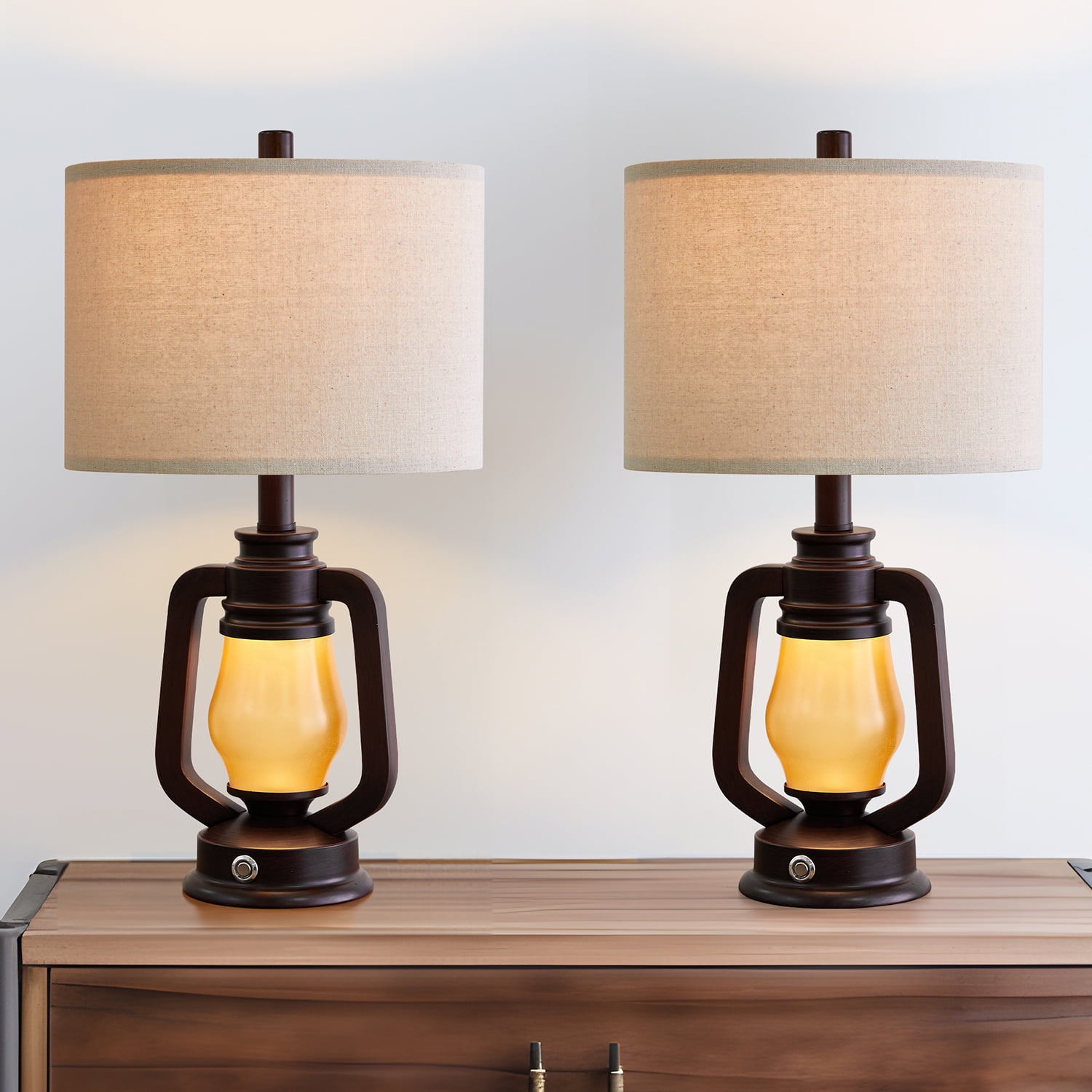 Oneach 3 Way Dimmable Black Metal Table Lamp Set of 2 with USBC+A, 20.5 ...