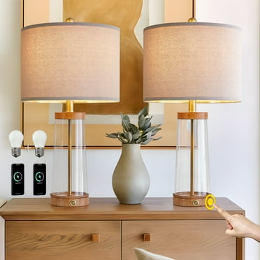 Oneach 3 Way Dimmable Table Lamp Set of 2 with USB Ports for Bedroom ...