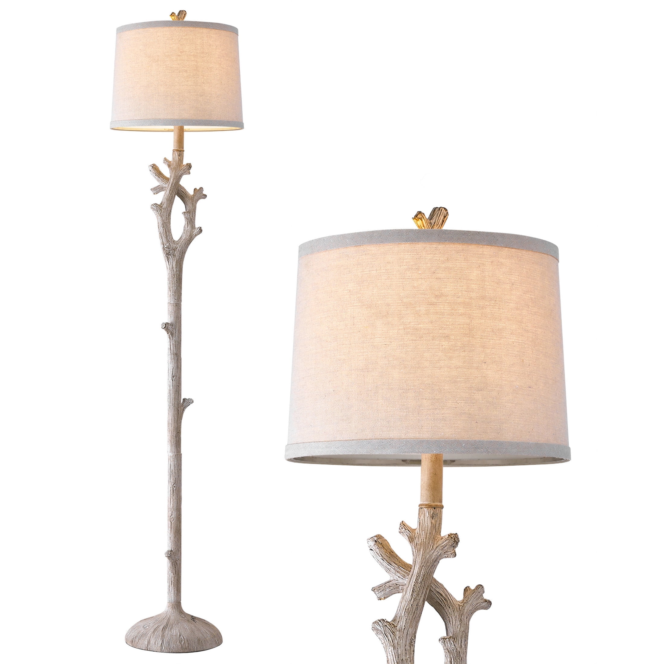 Oneach 59.75" Farmhouse Floor Lamp with Lamp Shade,Retro Tree Trunk ...