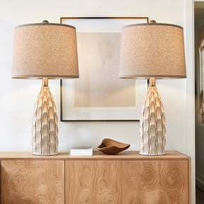 Oneach, Modern White Table Lamp Set of 2, 20.5" Ceramic Bedside Lamps ...