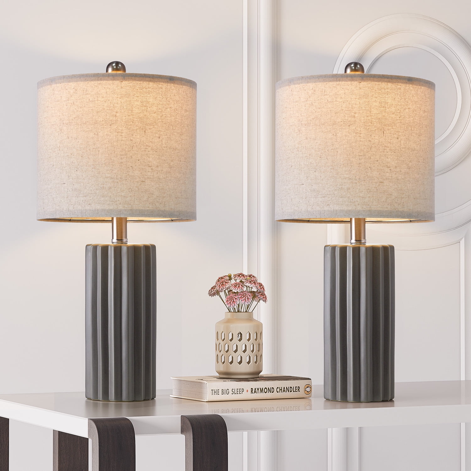 Oneach Farmhouse Ceramic Table Lamp Set of 2 for Living Room Bedroom 21 ...