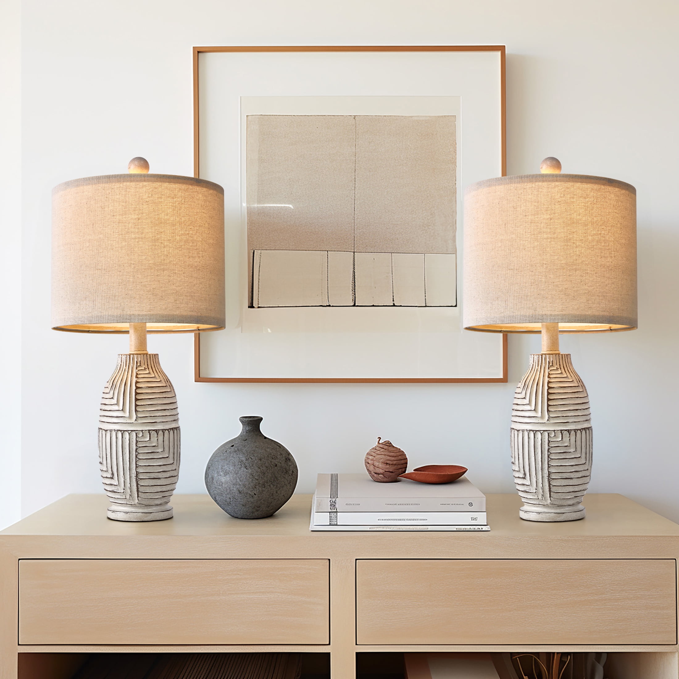 Oneach Farmhouse Table Lamps Set of 2 for Living Room Bedroom 20.25 ...