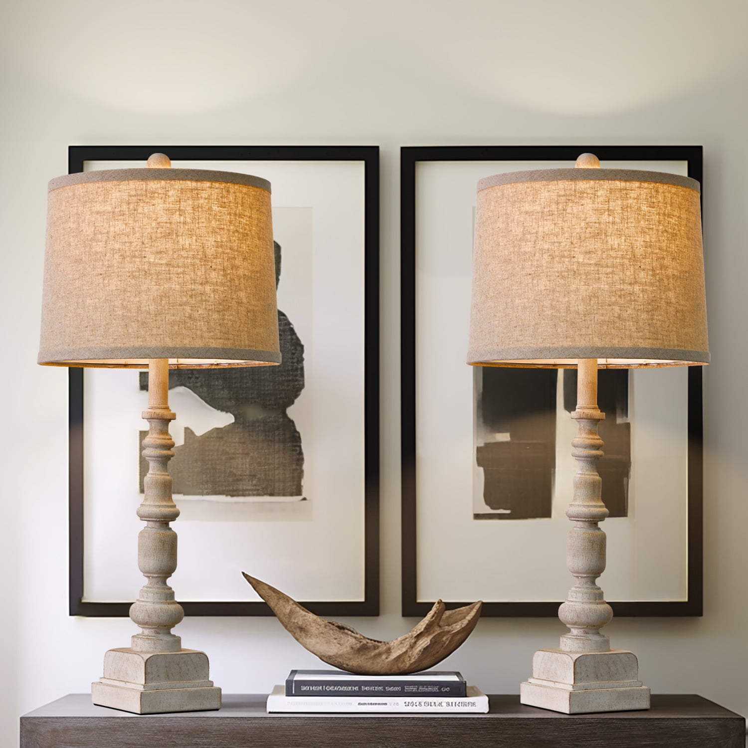 Oneach Farmhouse Table Lamps Set of 2 for Living Room Bedroom Study 27. ...