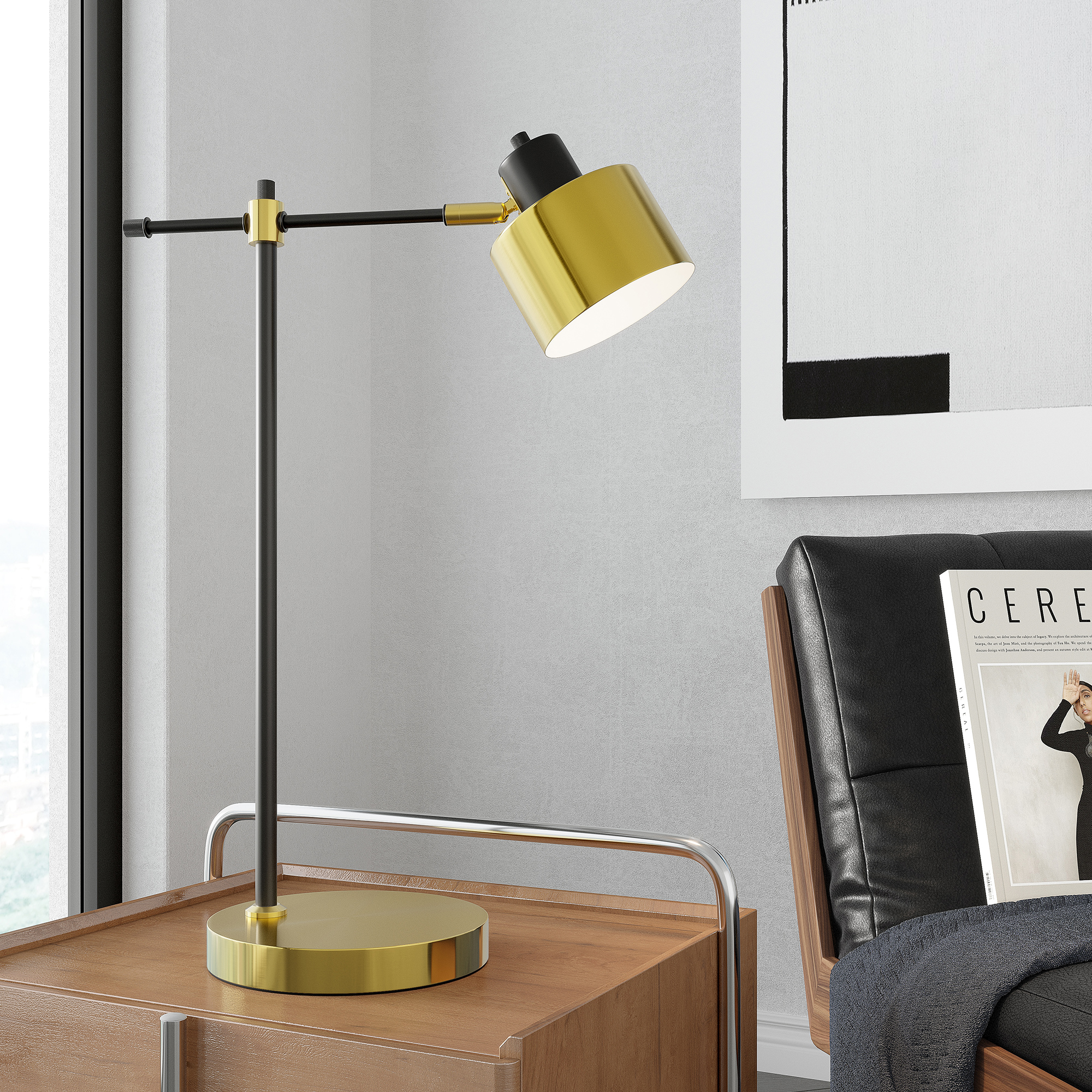 Oneach LED Metal Desk Lamp for Home Office, Modern Gold and Black Table ...