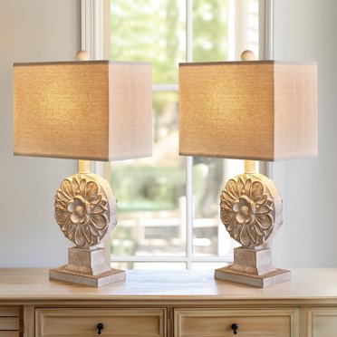 "Oneach Rustic Retro Nightstand Table Lamp Set of 2, 20.25"" Farmhouse ...