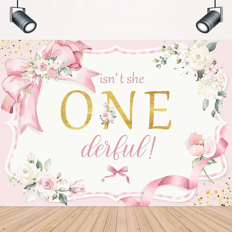 Isn't She Onederful Backdrop Sweet One Pink Floral Bow Newborn Baby ...