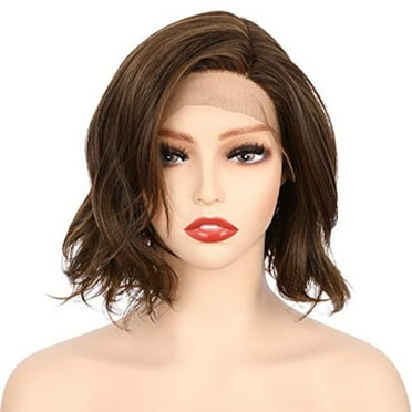 Onedor Side Part Blonde Blended Lace Front Short Wavy Hair Bob Wigs for ...