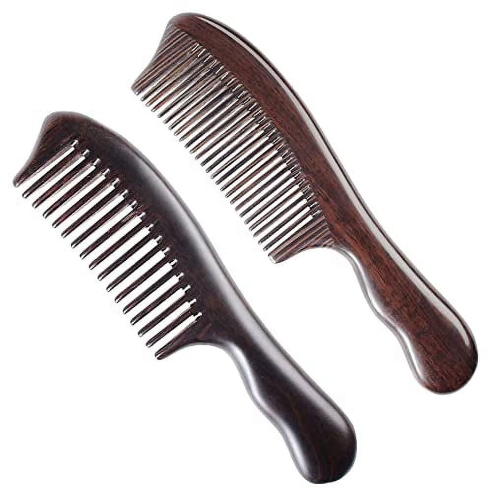 Onedor Handmade 100% Natural Black Sandalwood Hair Combs - Anti-Static ...