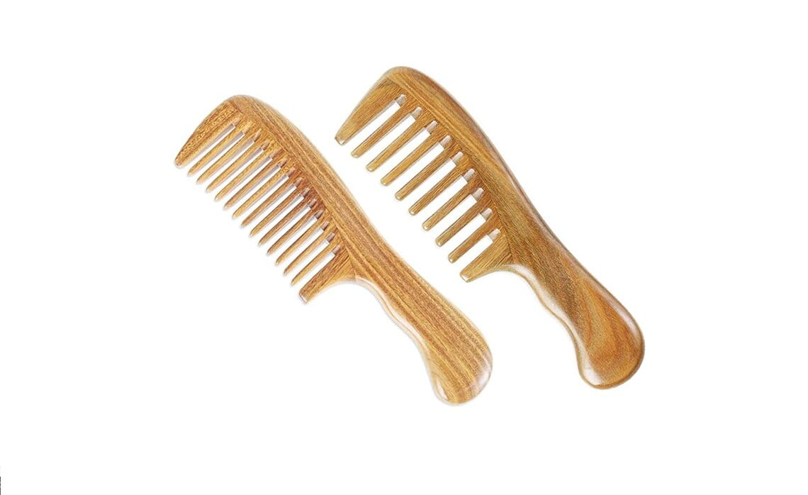 Onedor Handmade 100% Natural Green Sandalwood Hair Combs - Anti-Static ...