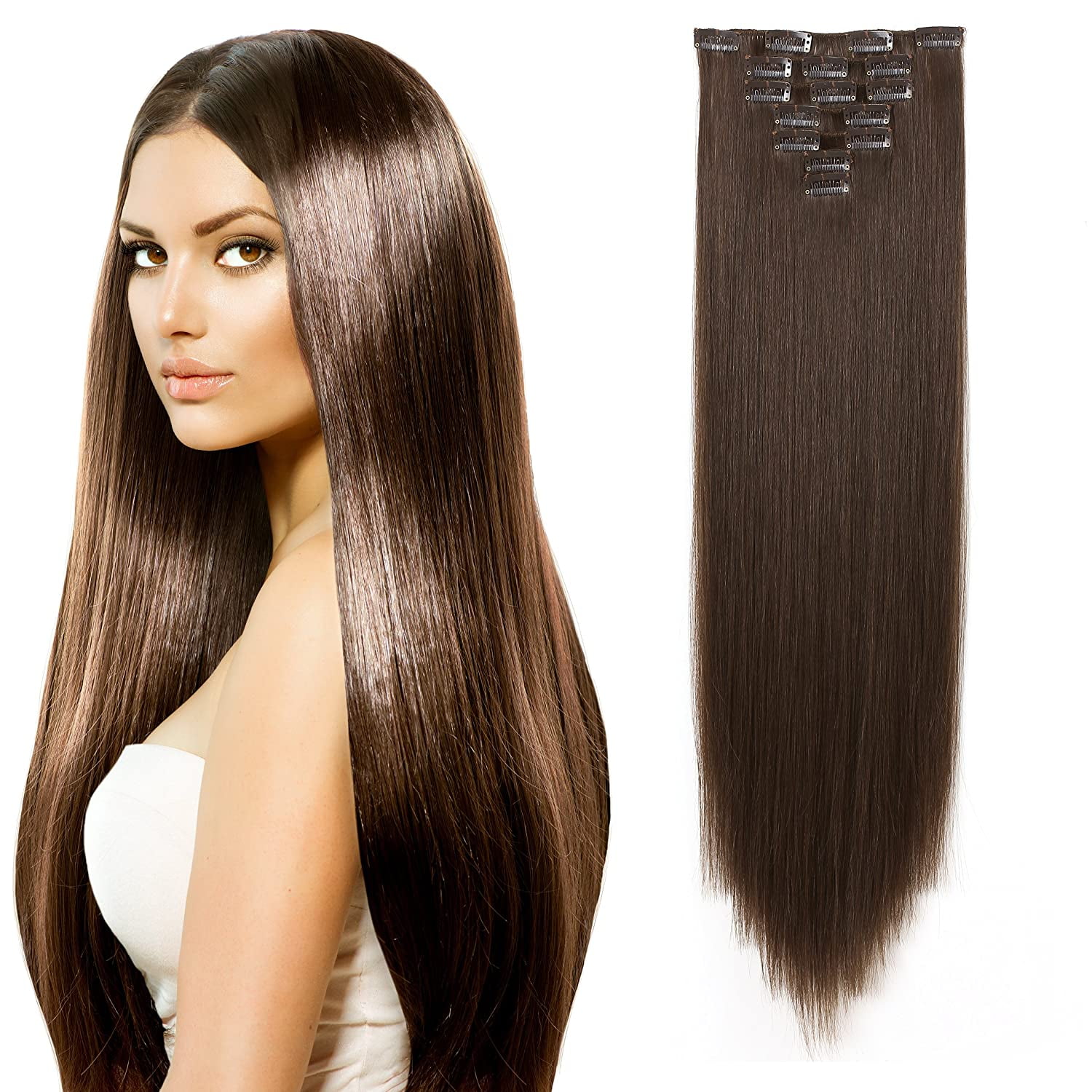 Onedor 24" Straight Full Head Kanekalon Futura Heat-Resistant Hair ...