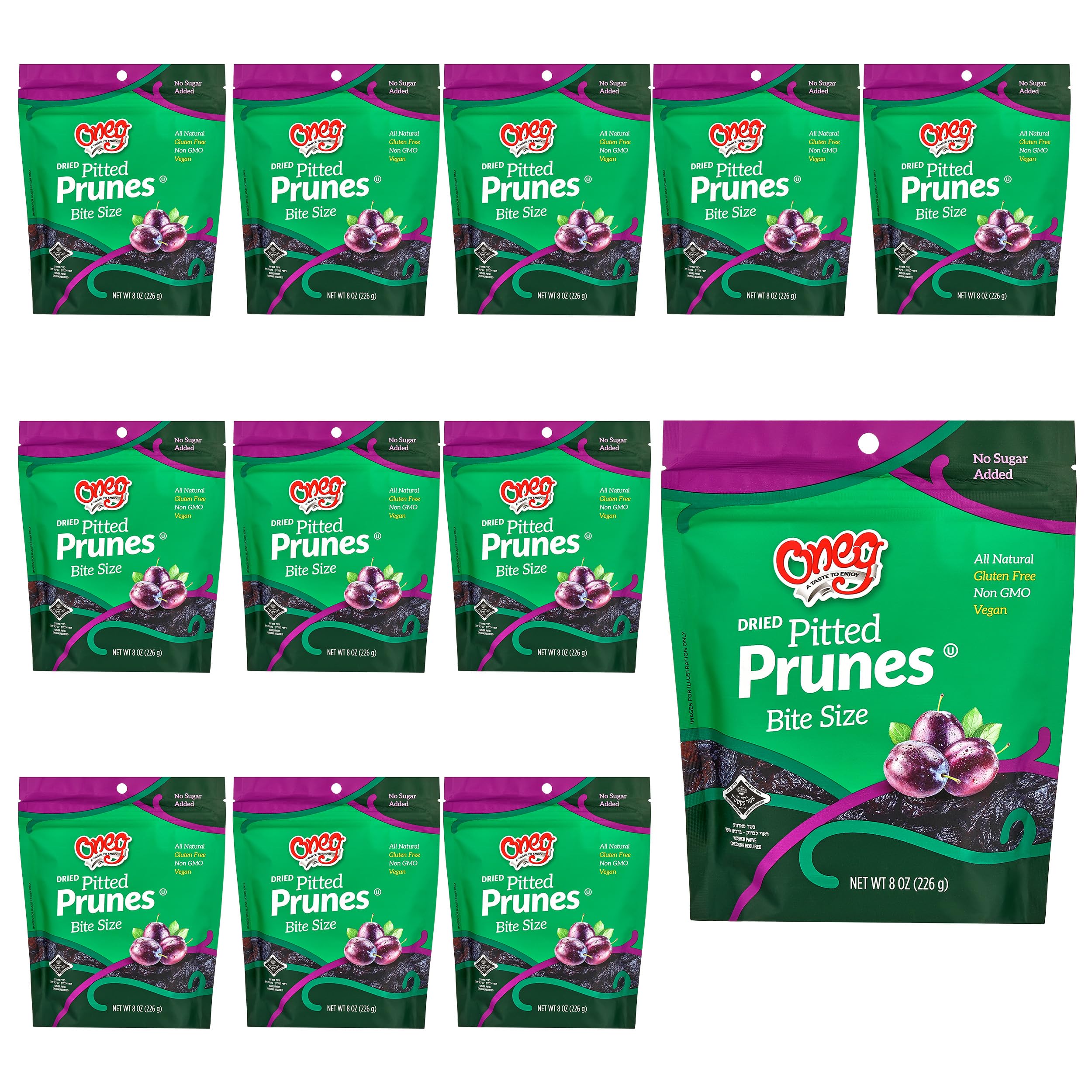 Oneg Bite Size Dried AIF4 Pitted Prunes, Dried Fruit All Natural ...