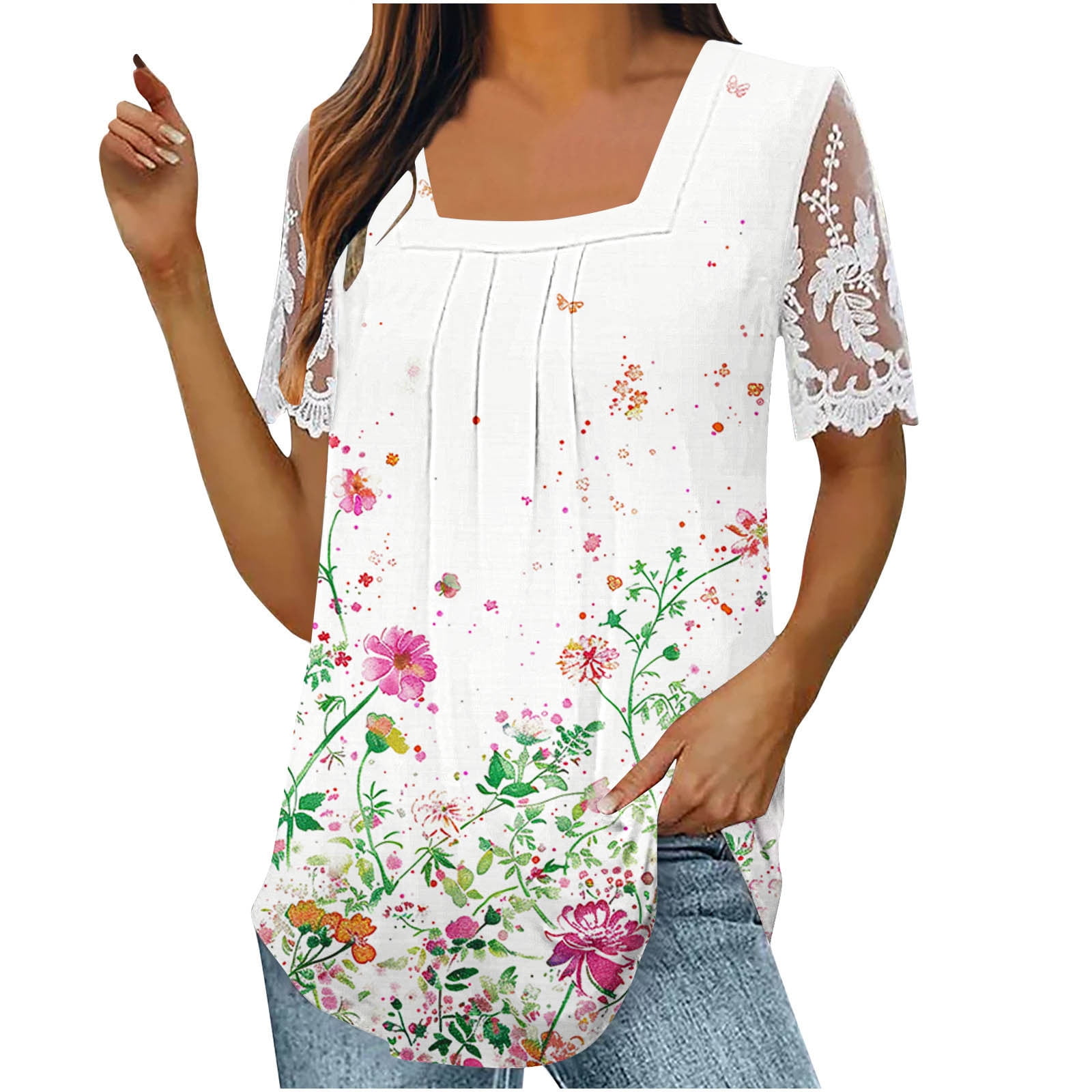 Onegirl Womens Summer Tops 2022 Casual Dressy Short Sleeve Women ...