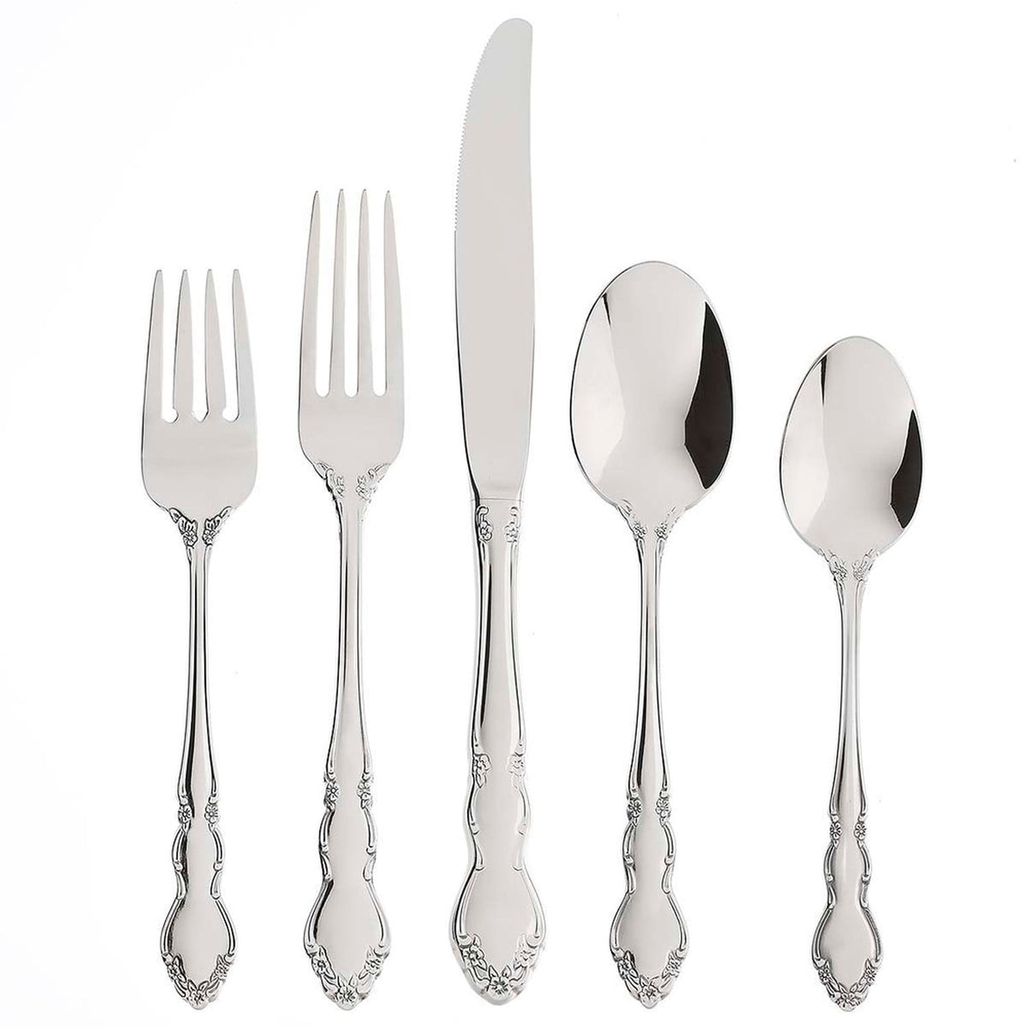 Oneida Dover 45-Piece Stainless Steel Flatware Set with Serving ...