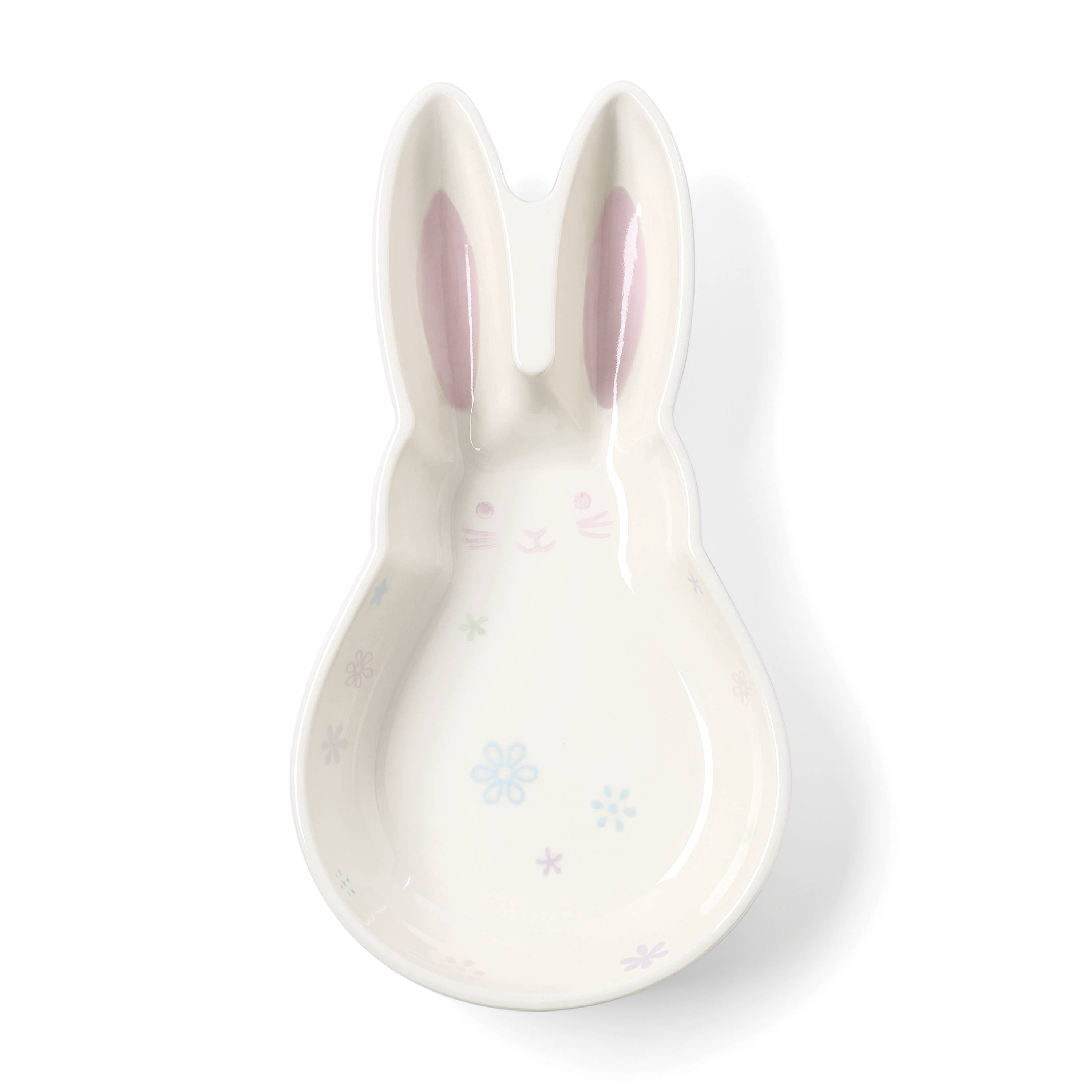 Oneida Bunny Hop White Stoneware 12.4" x 6.5" Bunny Serving Platter ...