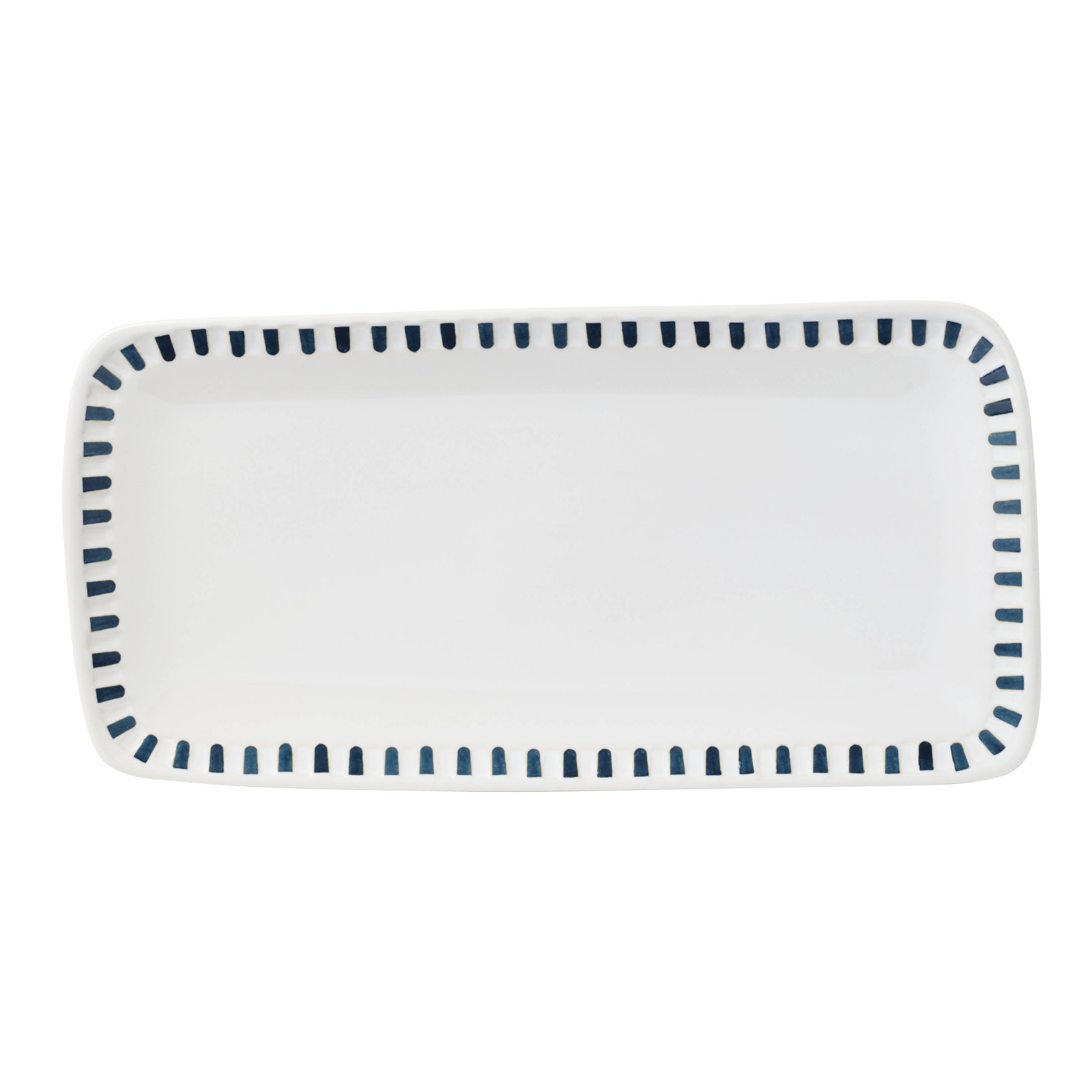 Artisanal Stripe Stoneware Serving Tray - 13L x 6.5W - Walmart.com