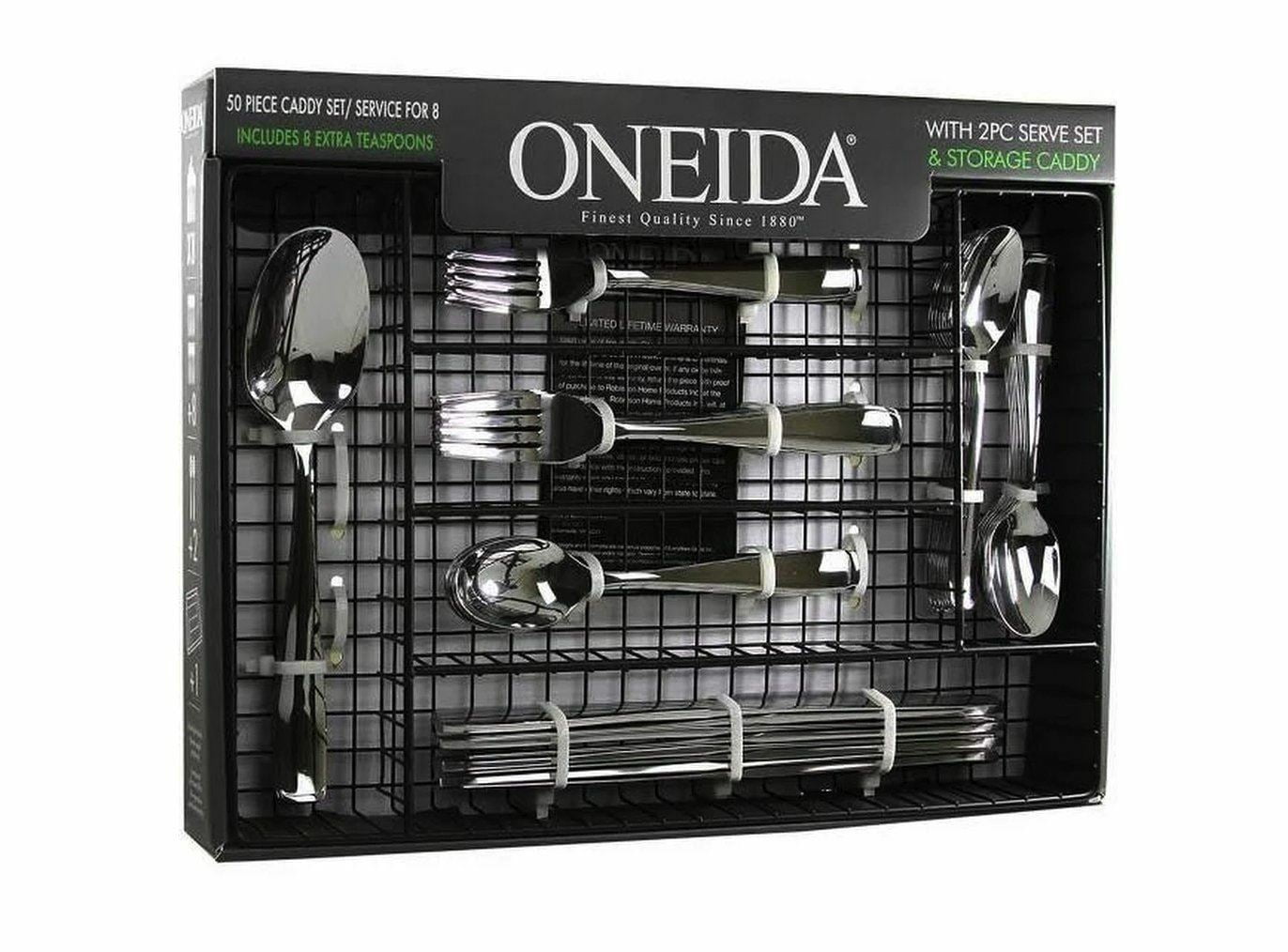 Oneida Jonas 50 Piece Service for 8 Flatware Set with Caddy - Walmart.com