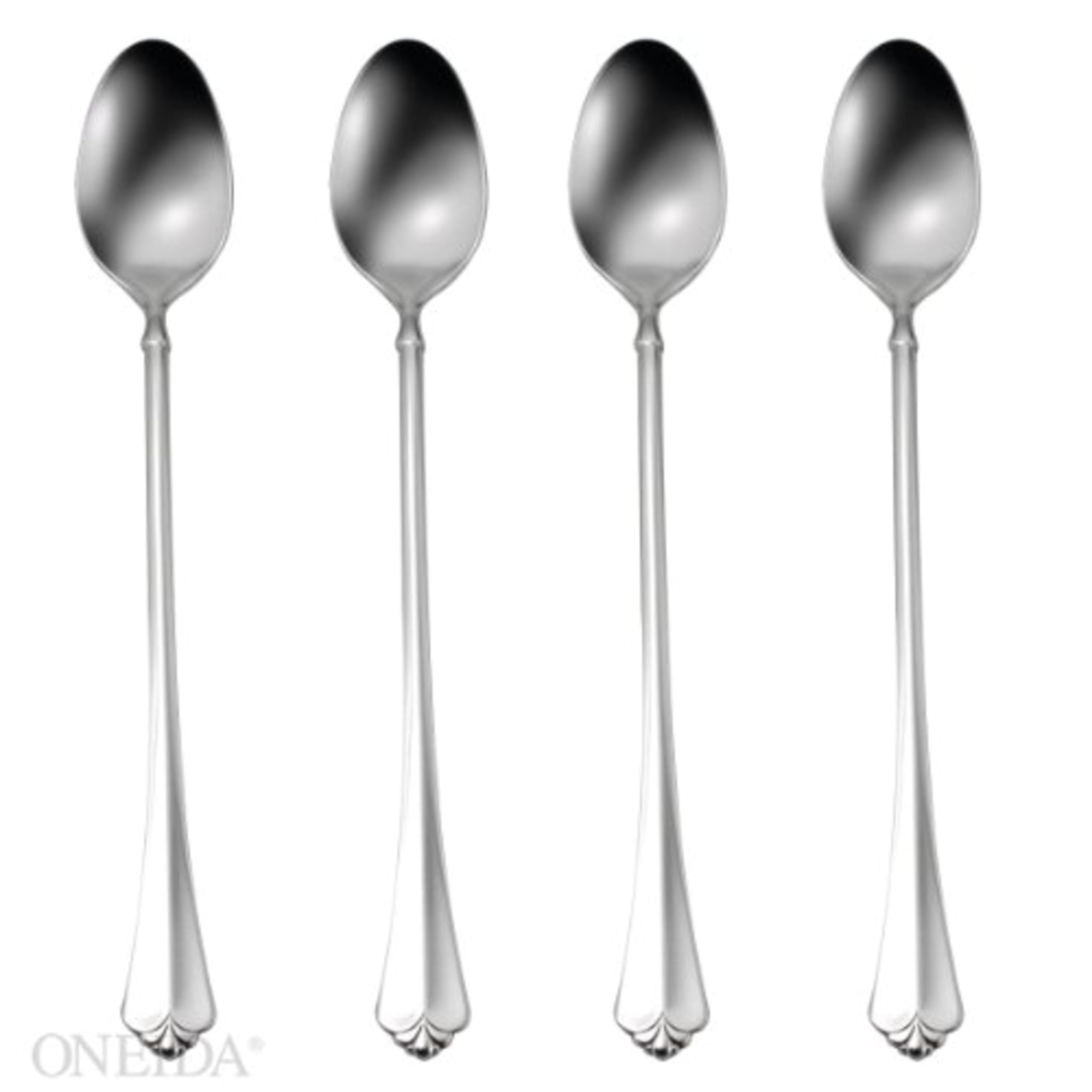 Oneida Juilliard Set of 4 Iced Teaspoons with Glossy 18/10 Stainless ...