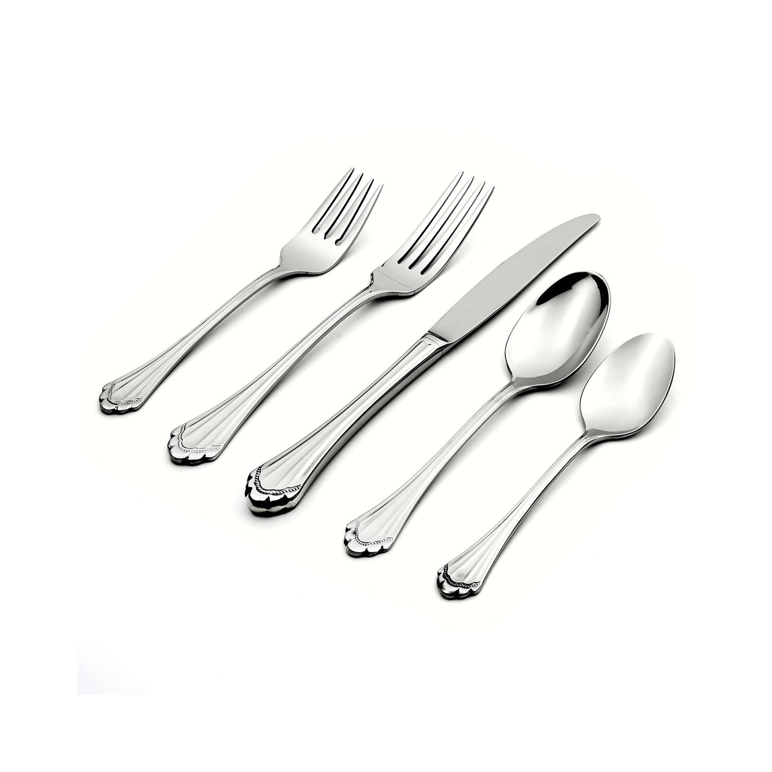 Oneida Marquette Modern 5-Piece Stainless Steel Flatware Set, Cutlery ...