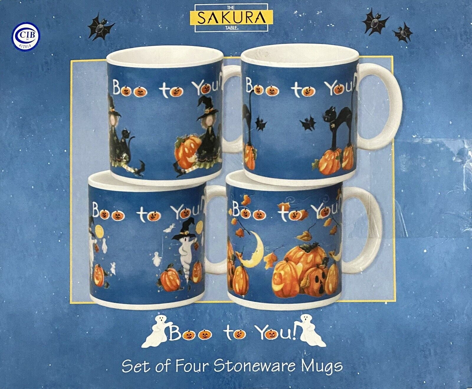 Oneida Sakura Kathy Hatch Halloween Party Boo To You Stoneware Mug Set ...