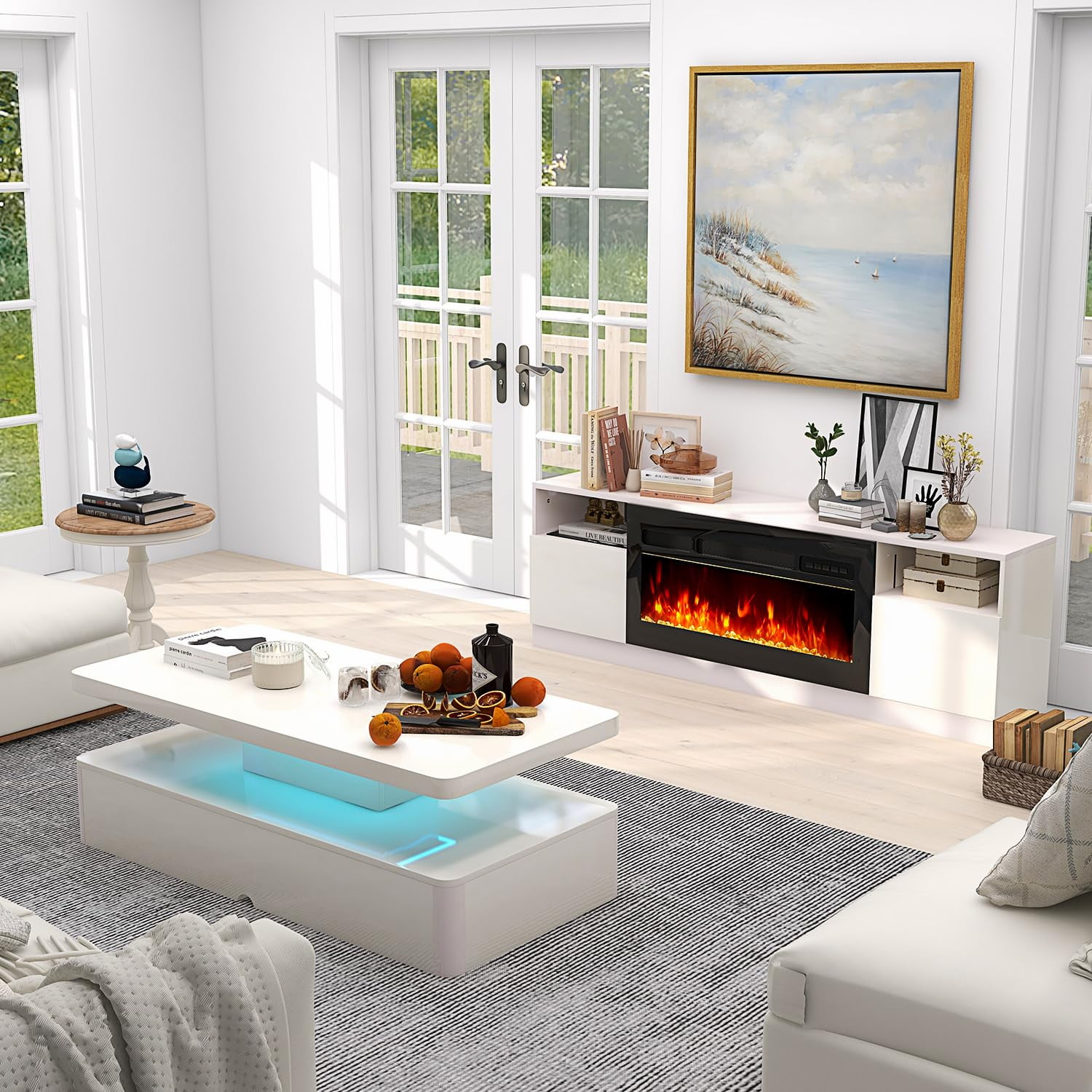 Oneinmil 2-Piece Table Set Includes Modern Coffee Table and Spacious 36 ...