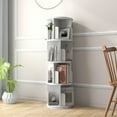 Oneinmil 4 Tier Revolving Metal & Wooden Bookshelf, 360° Spinning ...