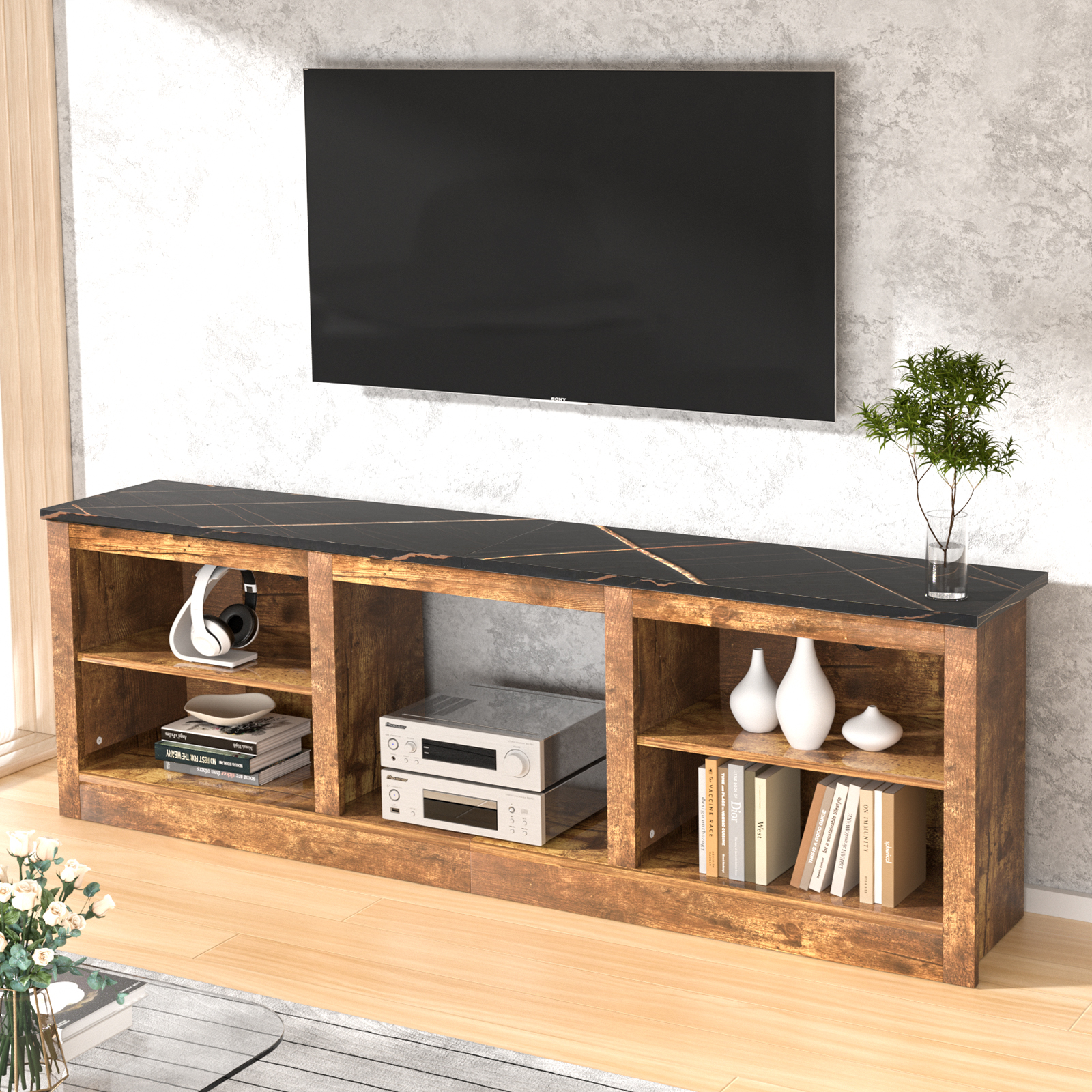 Oneinmil 70" TV Stand, for TVs up to 80'', Entertainment Center for ...