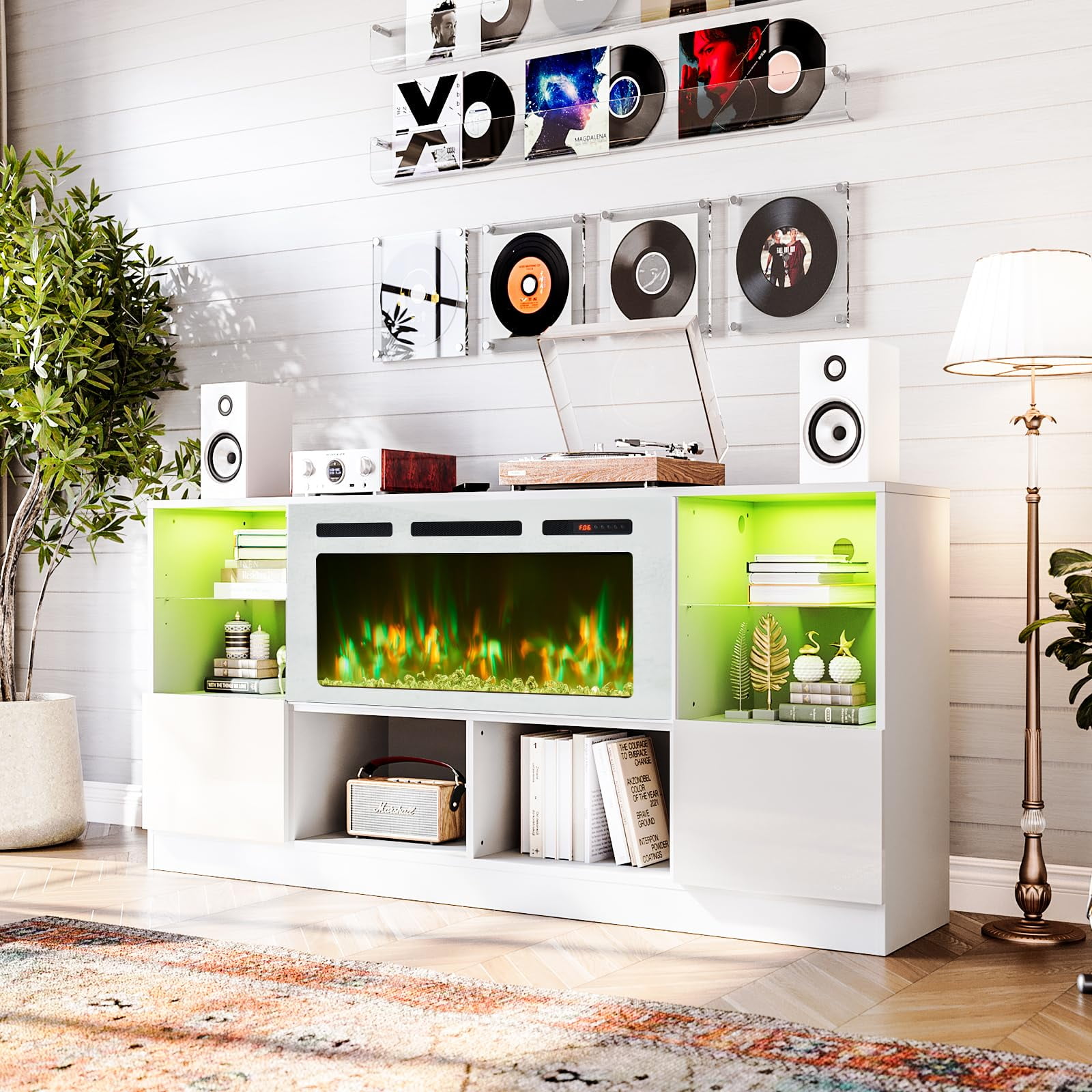 Oneinmil Fireplace TV Stand with 36” Electric Fireplace, 70” TV Console ...