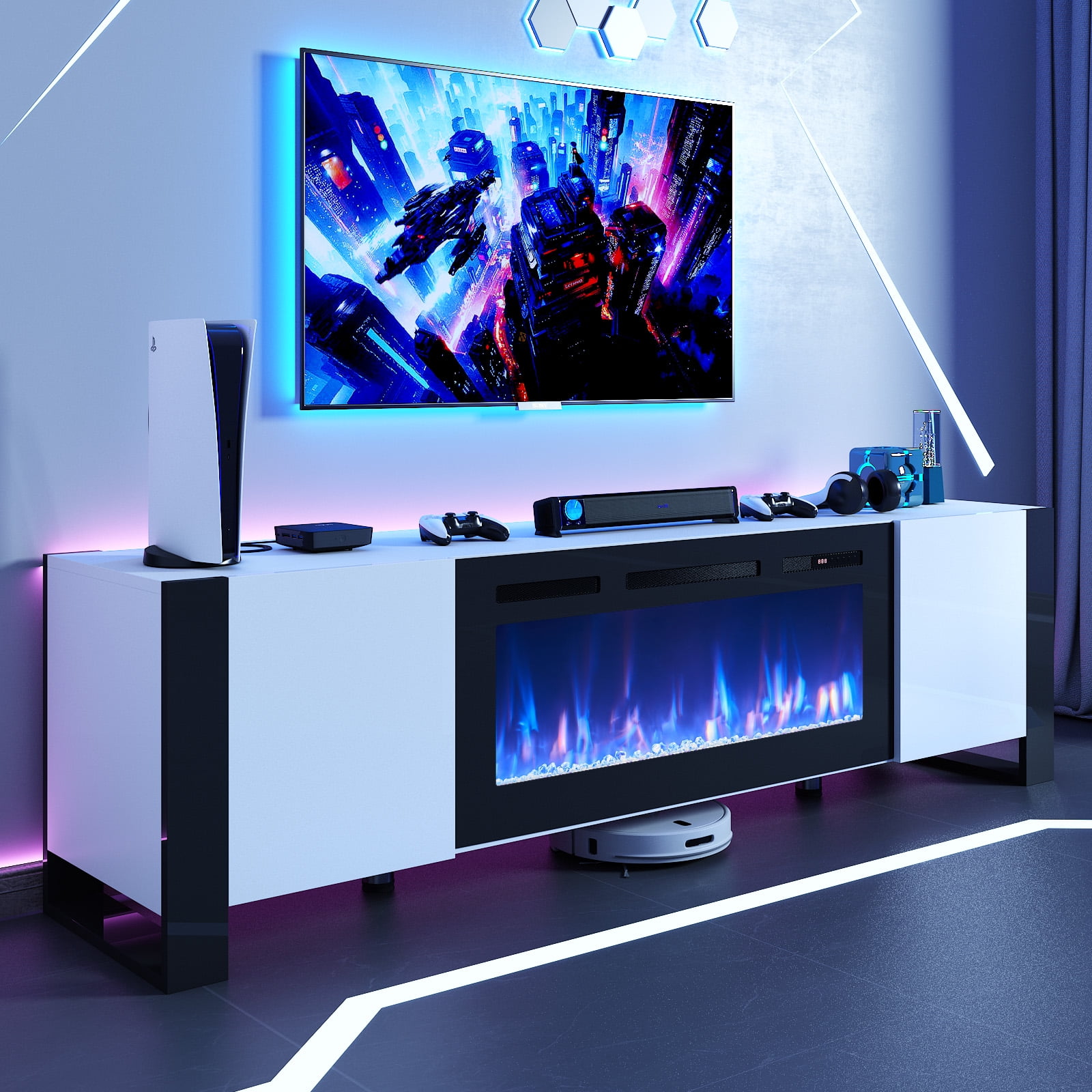 Oneinmil Fireplace TV Stand with 36" Fireplace, 70" Modern ...