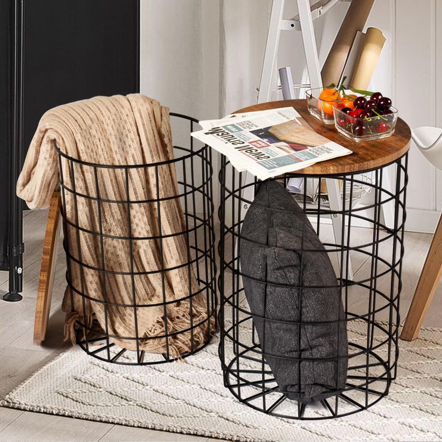 Free Shipping! Oneinmil Set of 2 Nesting End Tables, Rustic Side Table ...