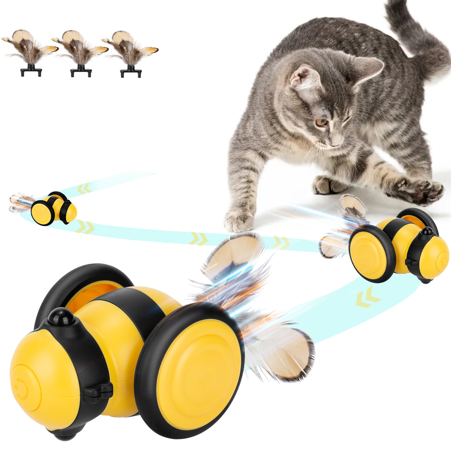Oneisall 1 Pack Interactive Cat Toys for Indoor Cats, Little Bee Shape ...