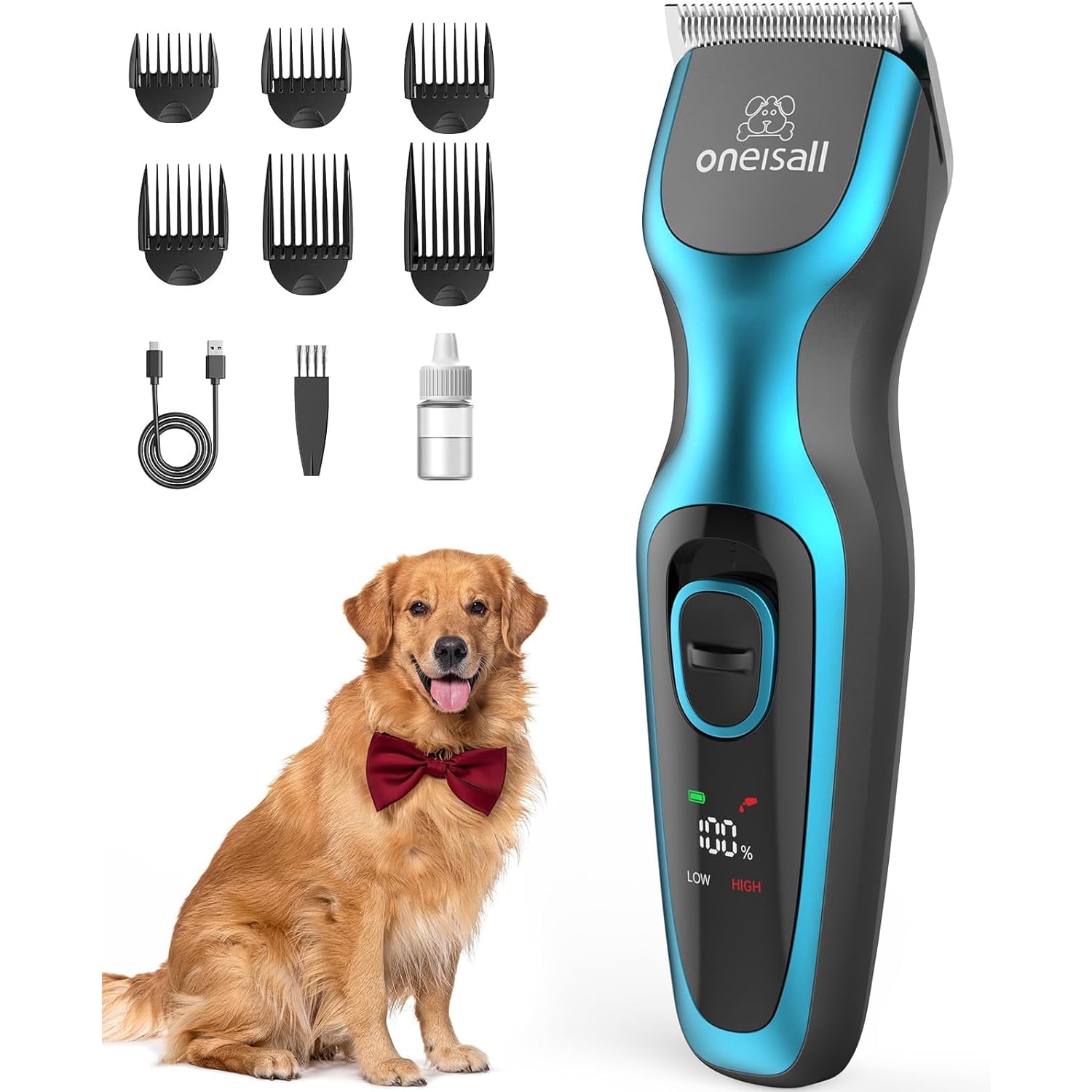 Oneisall Dog Clippers, 7000RPM High Power, Low Noise, Stainless Steel ...