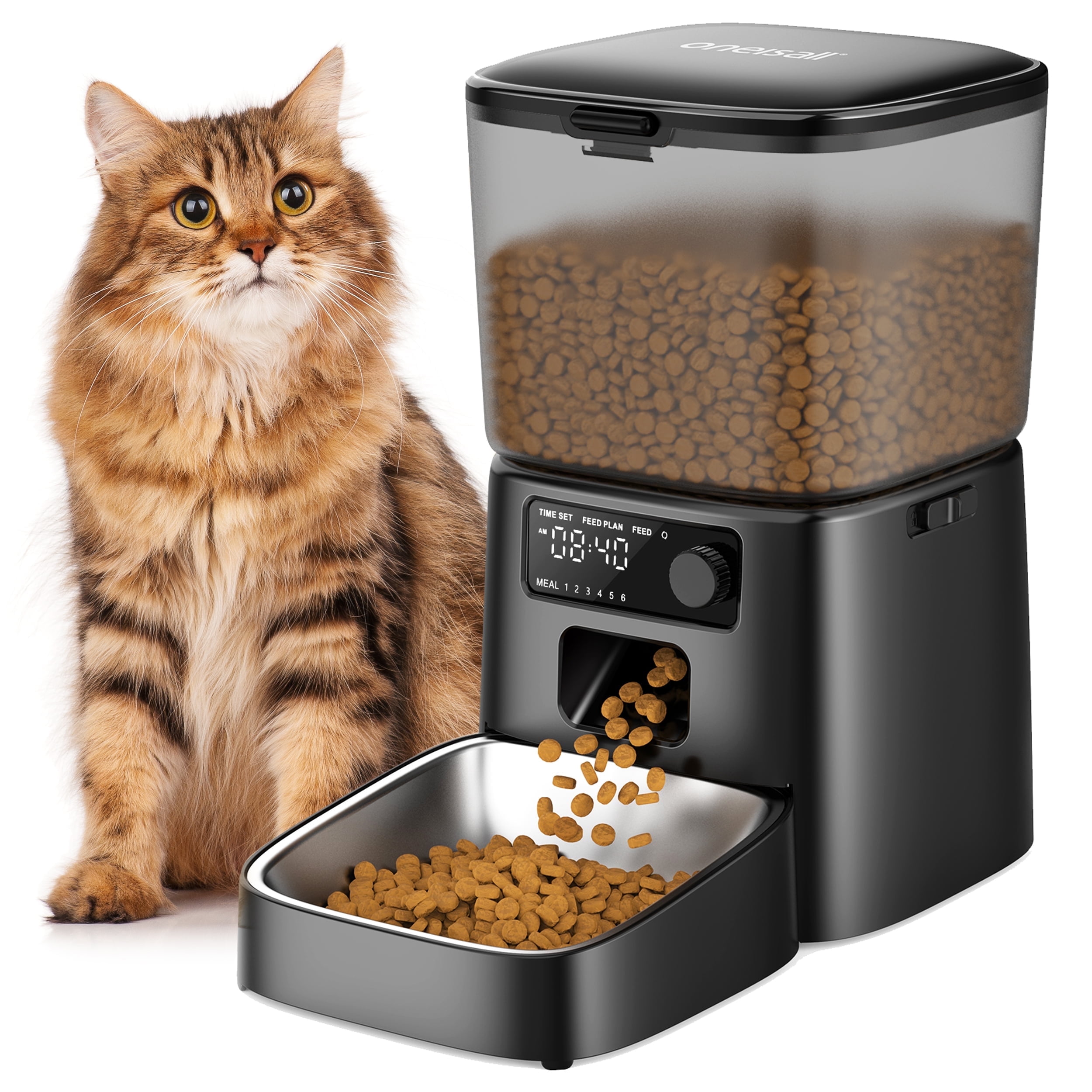 Oneisall FD-01 3.5L/12Cup Automatic Cat Feeder, Dual Power Auto Cat ...